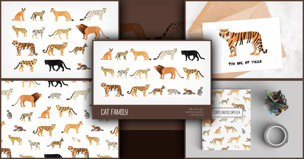 Felidae (Cats) Set And Seamless – MasterBundles