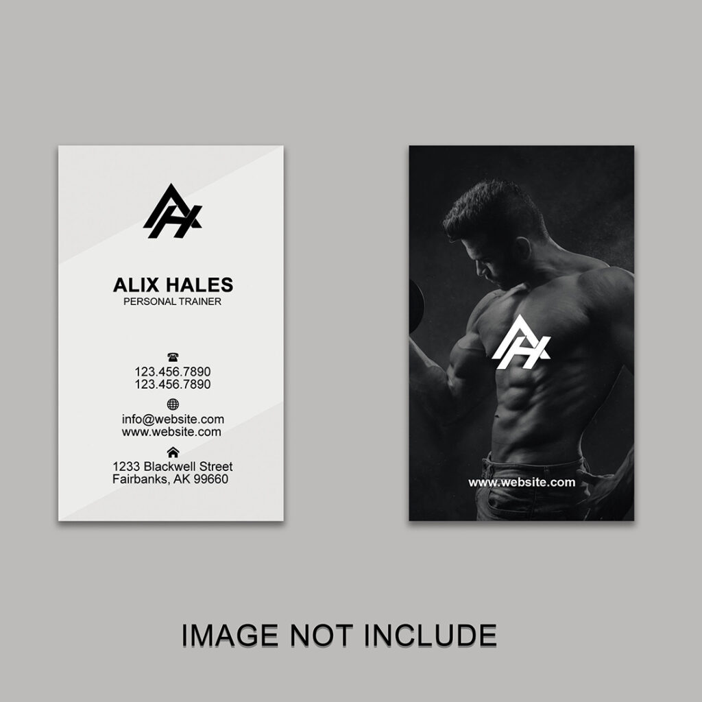 vertical professional gym business card - personal trainer business ...