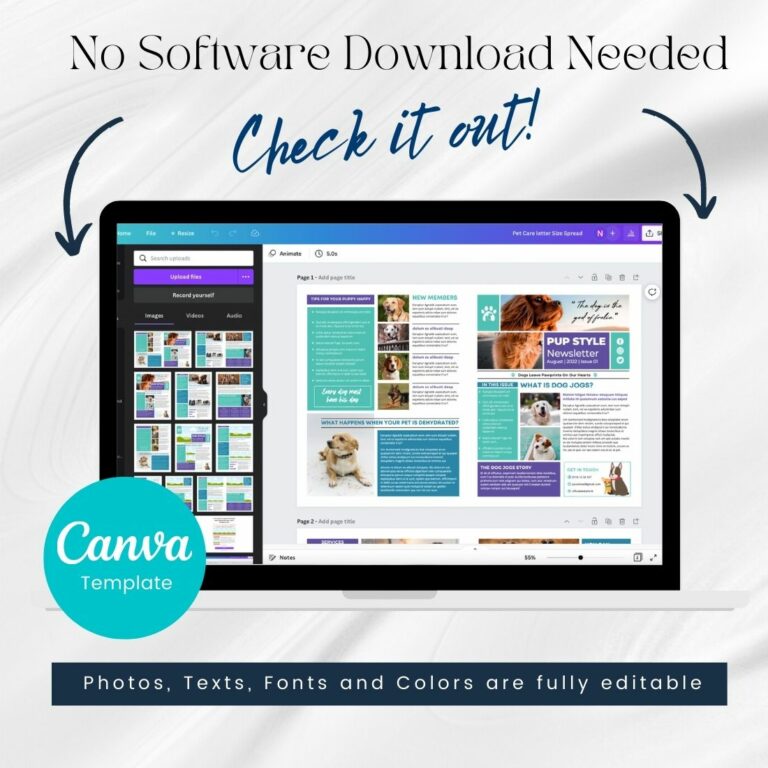 Canva Newsletter Template For Dog Pets - MasterBundles