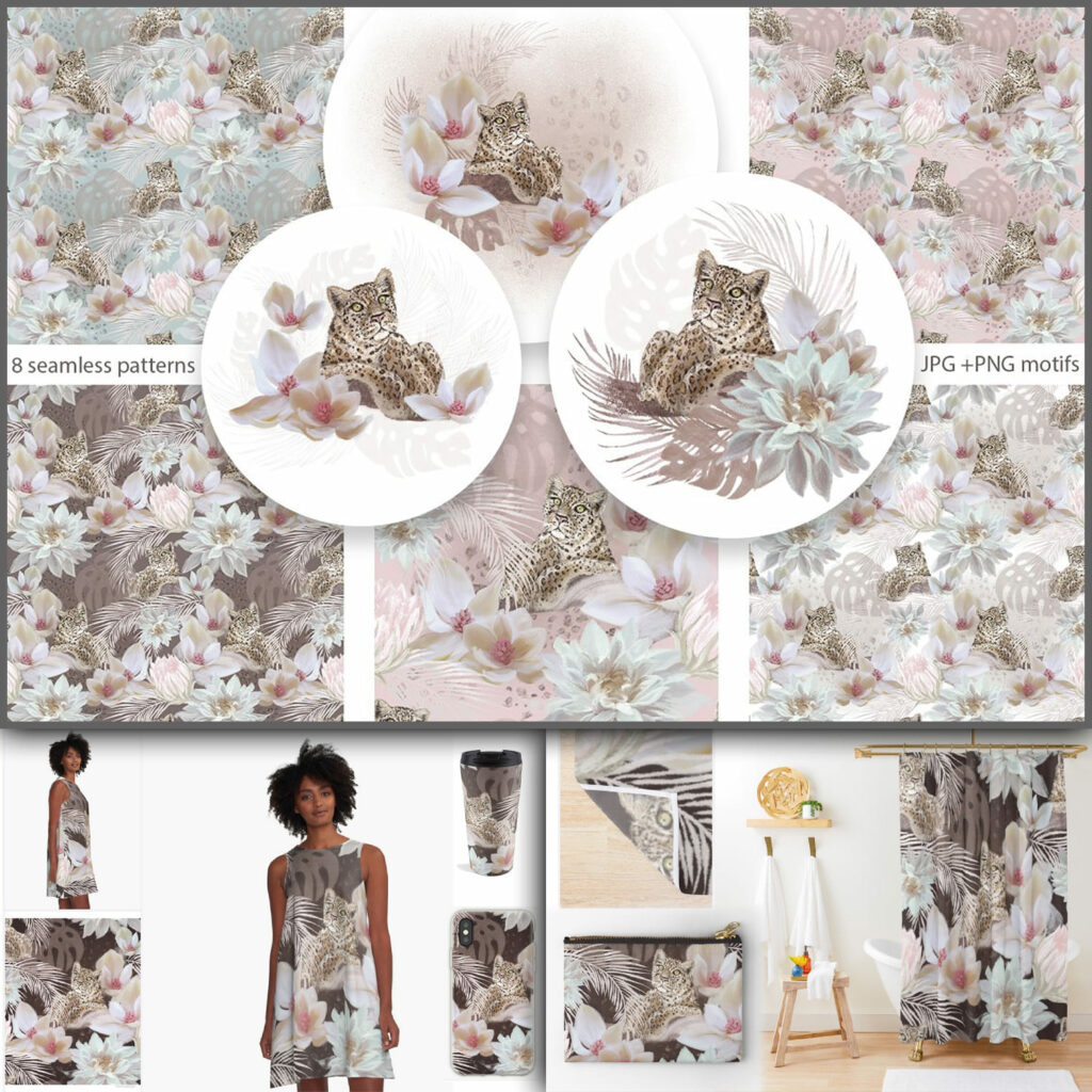 Leopard & Flowers Seamless Patterns – MasterBundles
