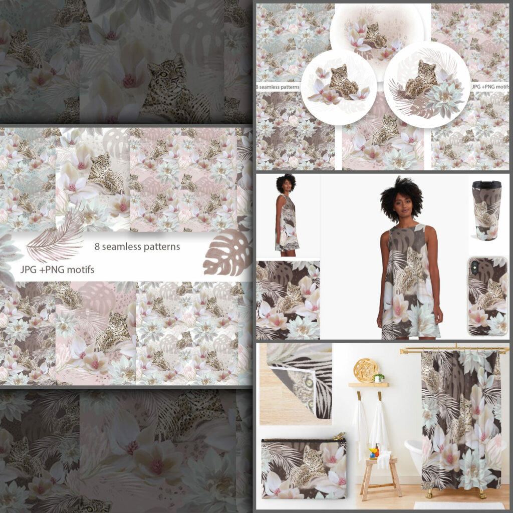 Leopard & Flowers Seamless Patterns – MasterBundles