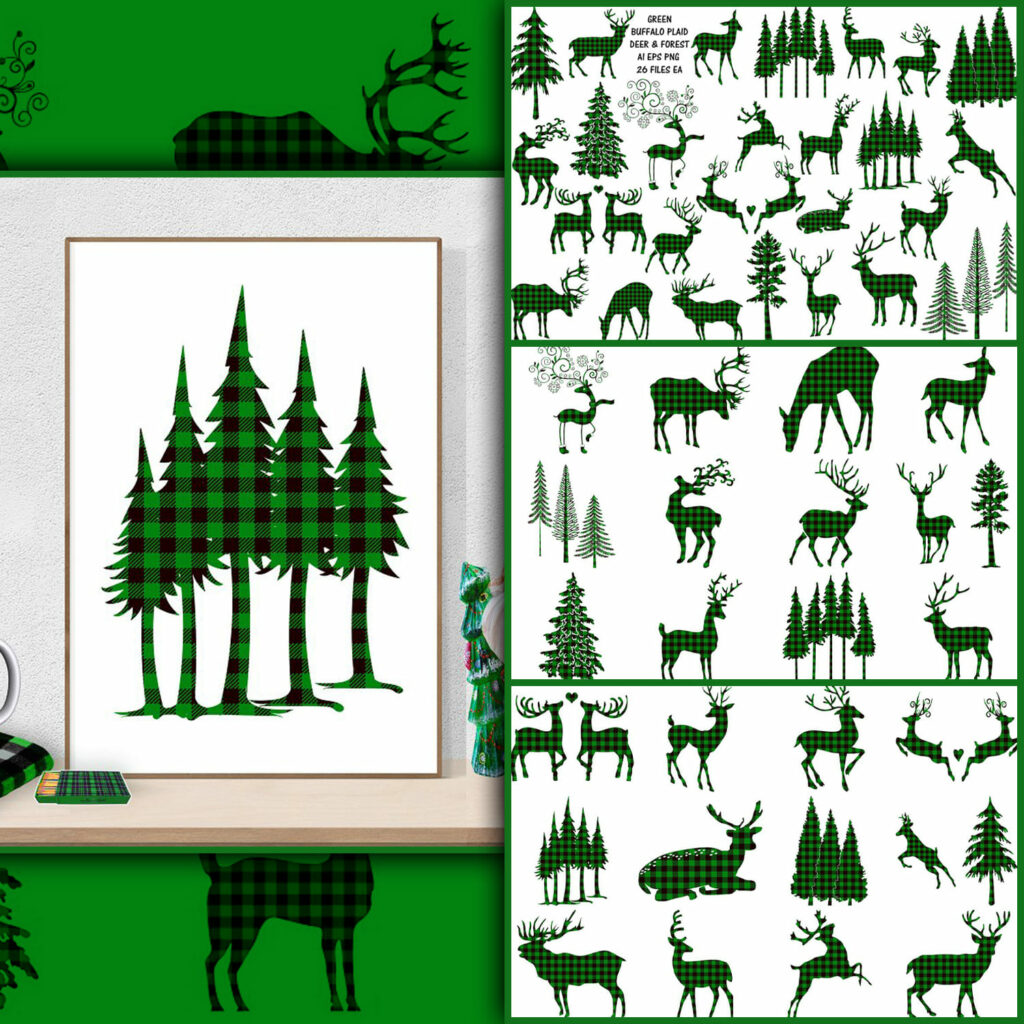 Green Buffalo Plaid Deer/Forest – MasterBundles