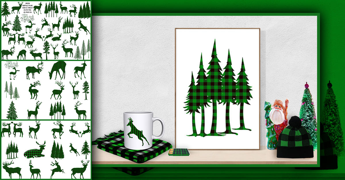 Green Buffalo Plaid Deer/Forest – MasterBundles
