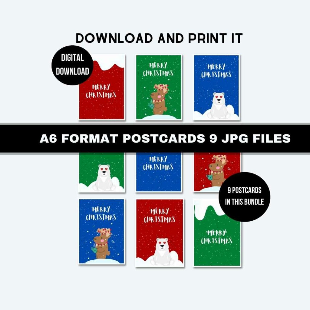 Christmas Printable Postcards Bundle - MasterBundles