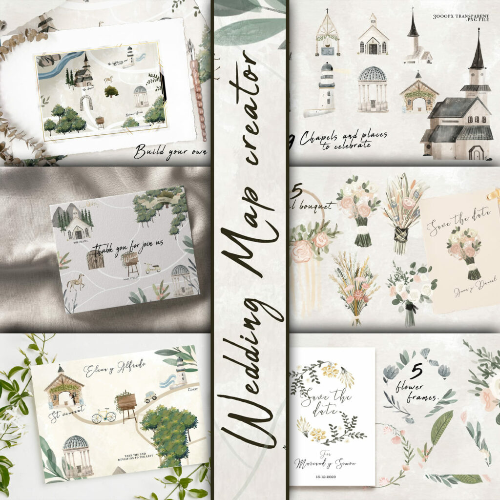 Wedding Map Creator Watercolor – MasterBundles