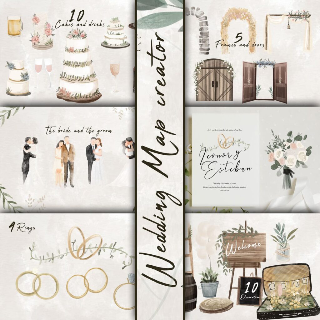 Wedding Map Creator Watercolor – MasterBundles
