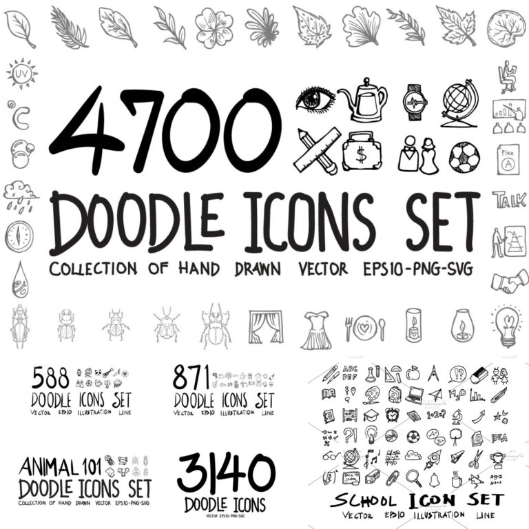 4700 Hand Drawn Doodle Icons – MasterBundles