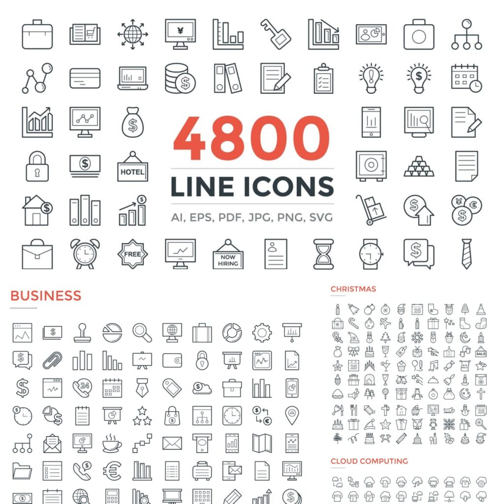 4800 Line Icons Pack – MasterBundles