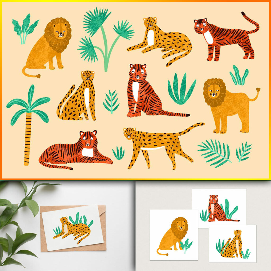 Wild Cats Vector Illustration – MasterBundles