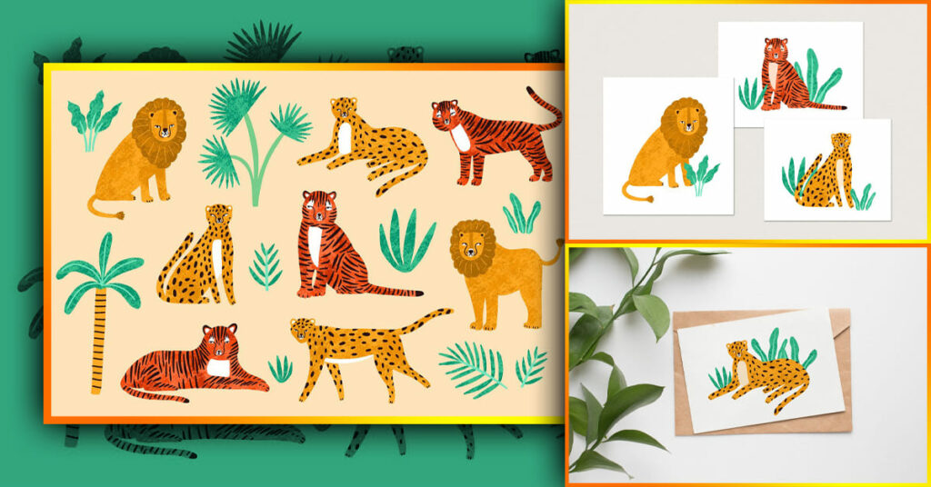 Wild Cats Vector Illustration – MasterBundles