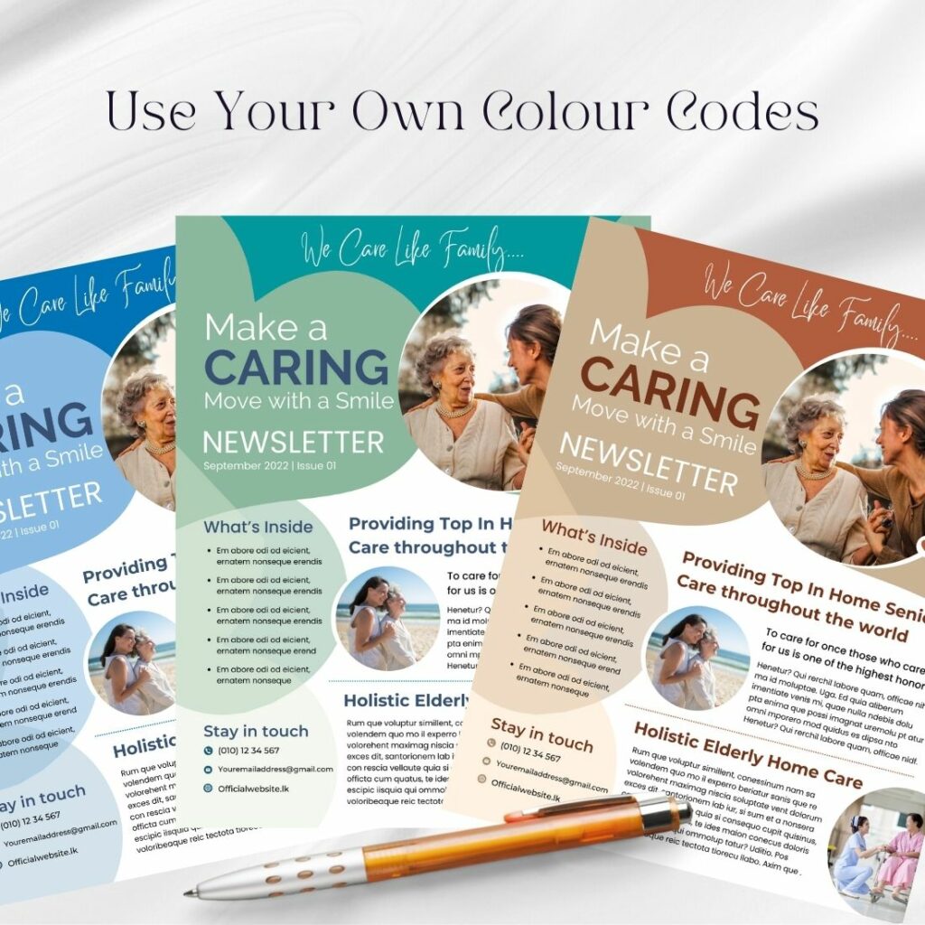 Elderly Care Business Canva Newsletter Template - MasterBundles