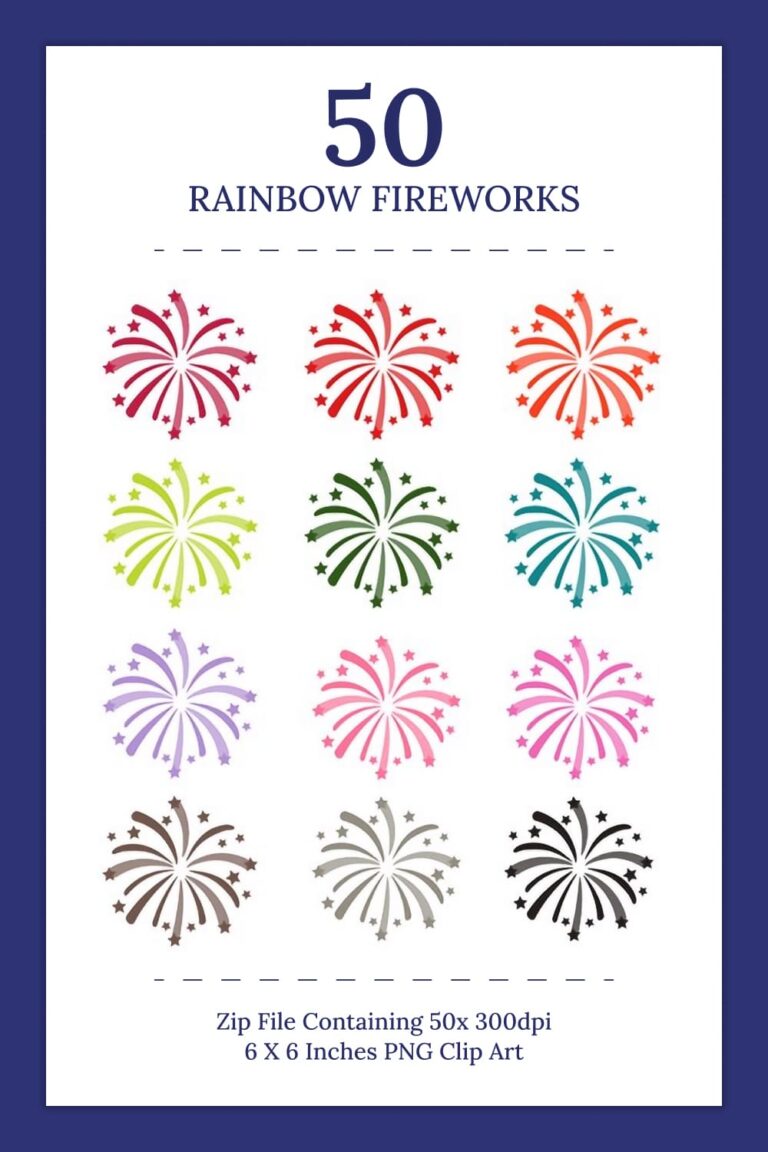 50 Rainbow Fireworks Clip Art – MasterBundles