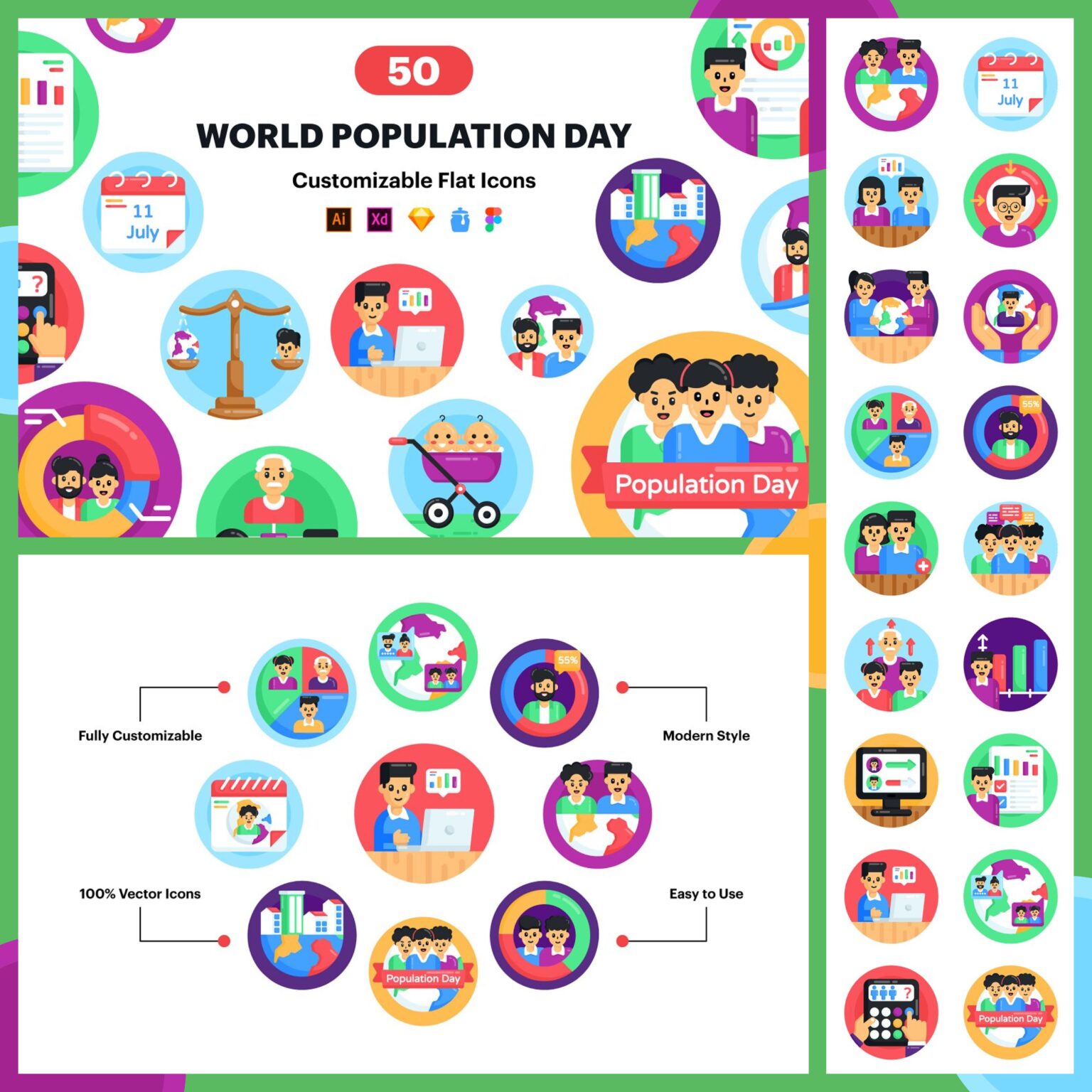 50 World Population Day Vector Icons – MasterBundles