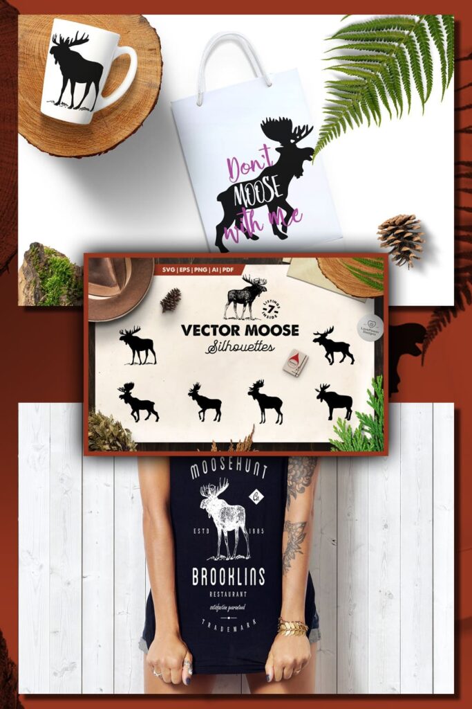 Moose Silhouettes | 7 Moose SVG – MasterBundles