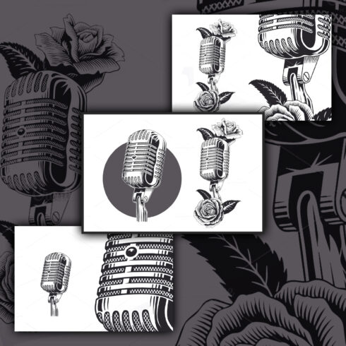 Vintage Microphone and Roses – MasterBundles