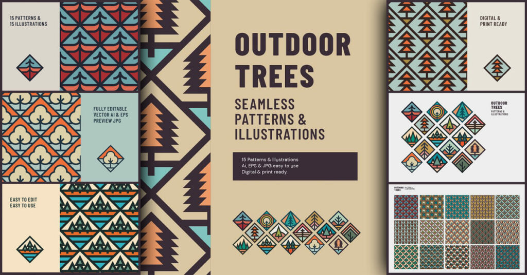 Outdoor Trees Patterns & Illustrations – MasterBundles