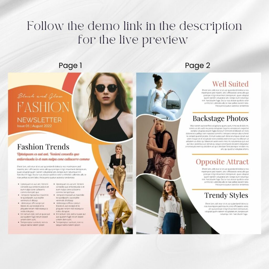 Canva Newsletter Template For Models and Fashion - MasterBundles