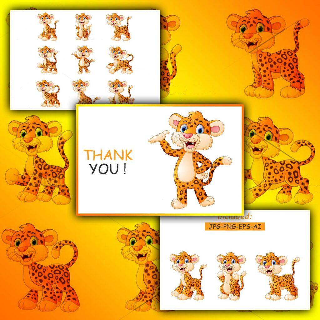 Leopard Cartoon Set Collection – MasterBundles