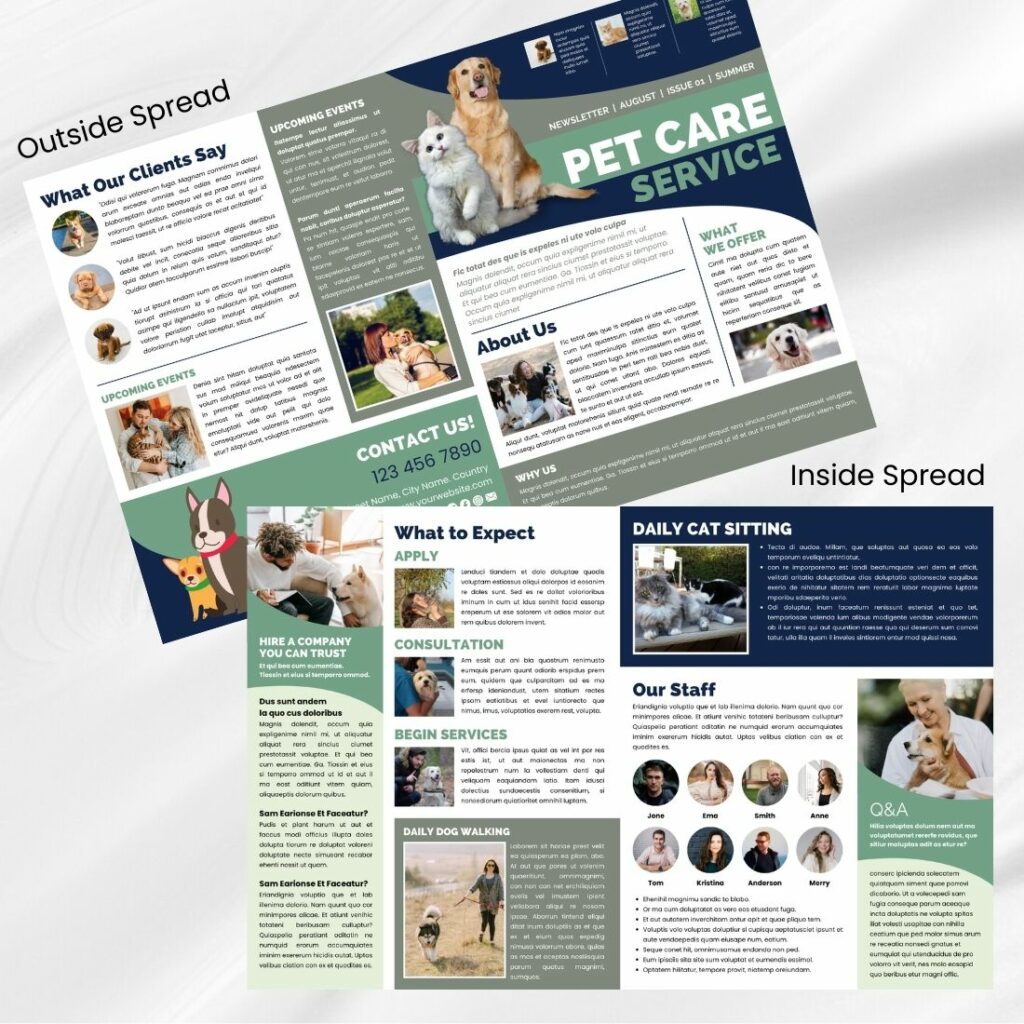 Canva Newsletter Template For Pet Care Business - MasterBundles