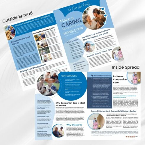 Elderly Care Business Canva Newsletter Template - MasterBundles