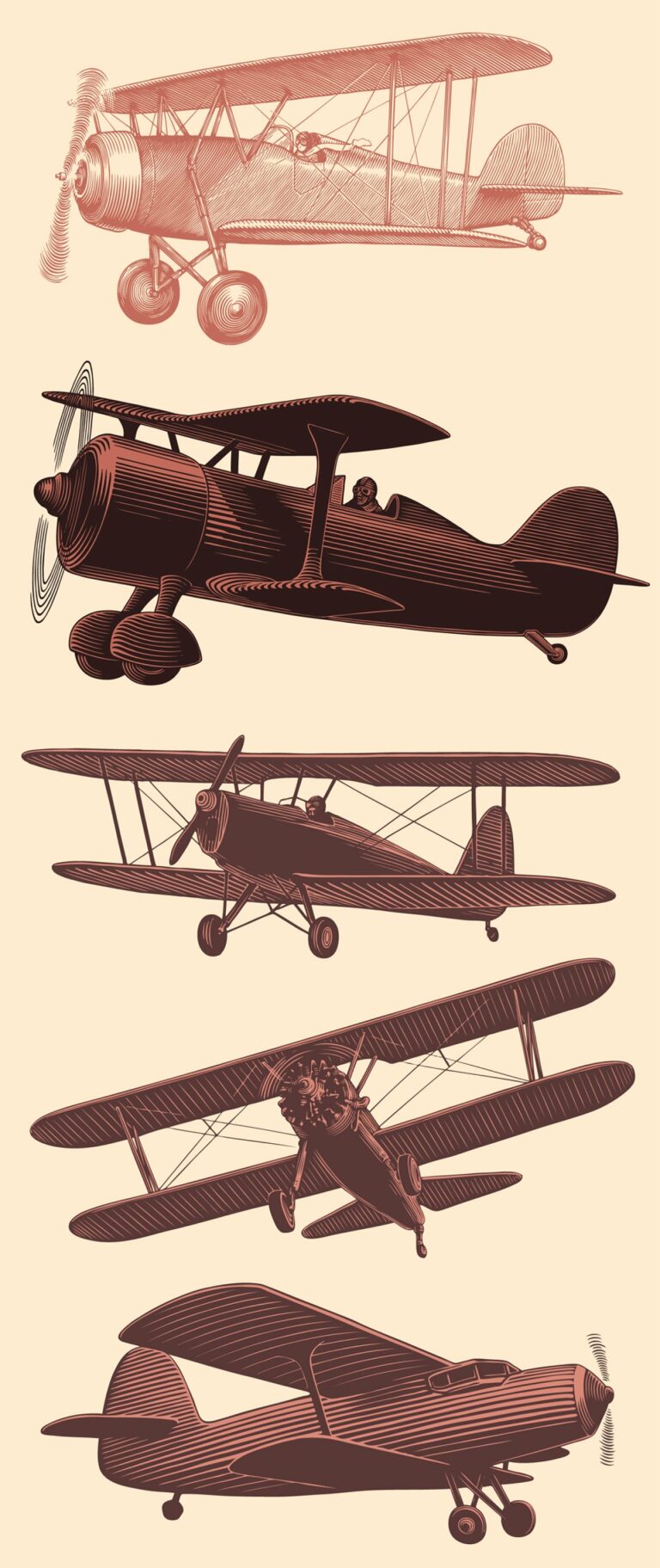 Set Aircraft. Vector Engraving. – MasterBundles