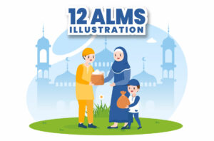 12 Muslim People Giving Alms Illustration - MasterBundles