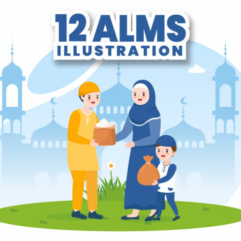 12 Muslim People Giving Alms Illustration | MasterBundles
