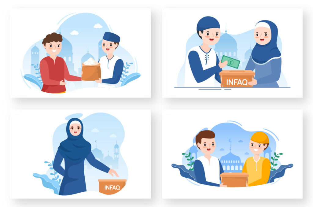12 Muslim People Giving Alms Illustration - MasterBundles