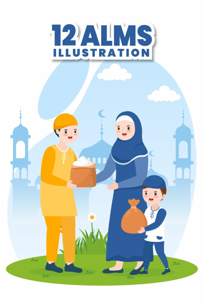 12 Muslim People Giving Alms Illustration - MasterBundles