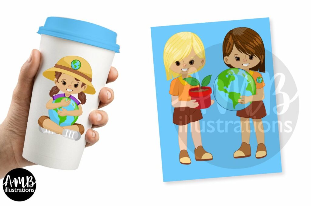 Save the Earth, Earth Day Clipart – MasterBundles