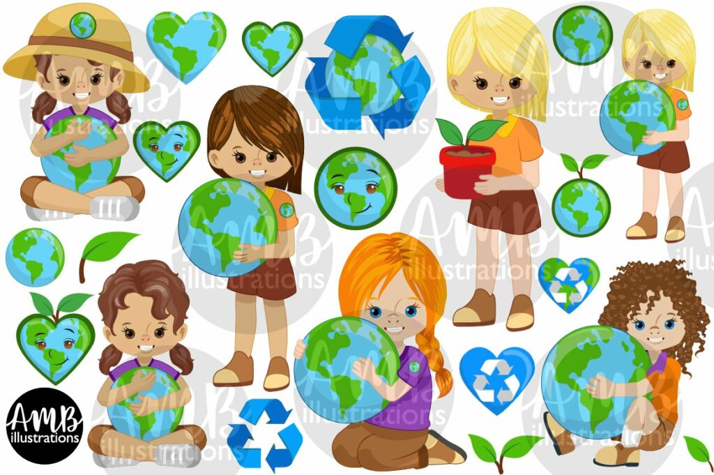 Save the Earth, Earth Day Clipart – MasterBundles