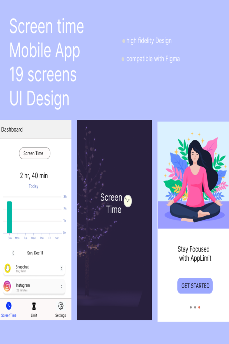 Screentime Mobile App UI Design - MasterBundles
