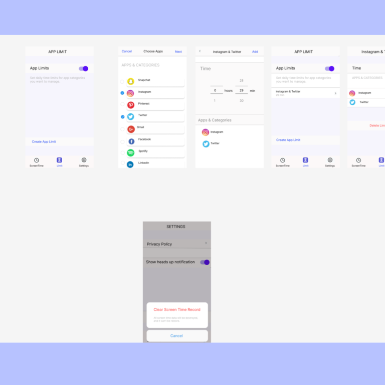 Screentime Mobile App UI Design - MasterBundles