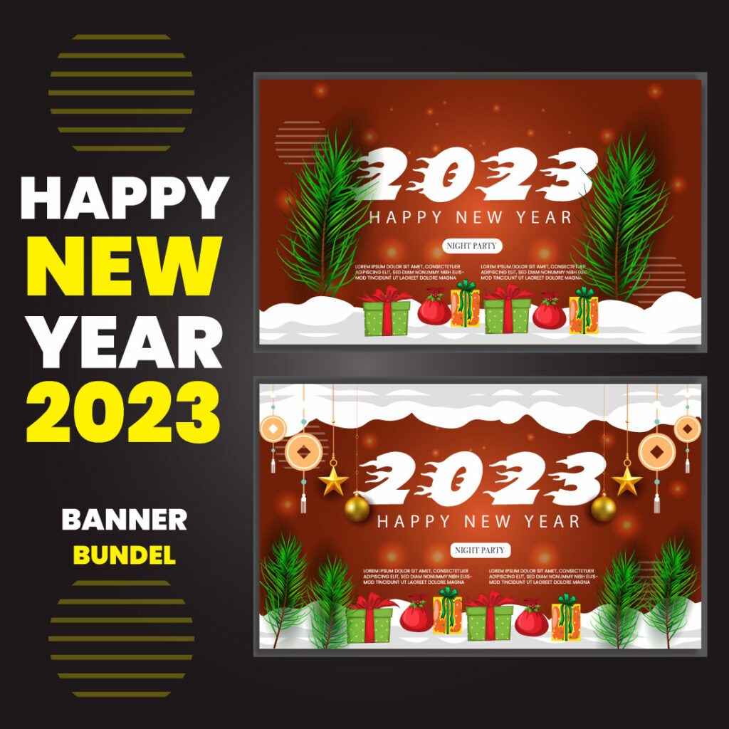 Happy New Year 2023 Banner Bundle - MasterBundles