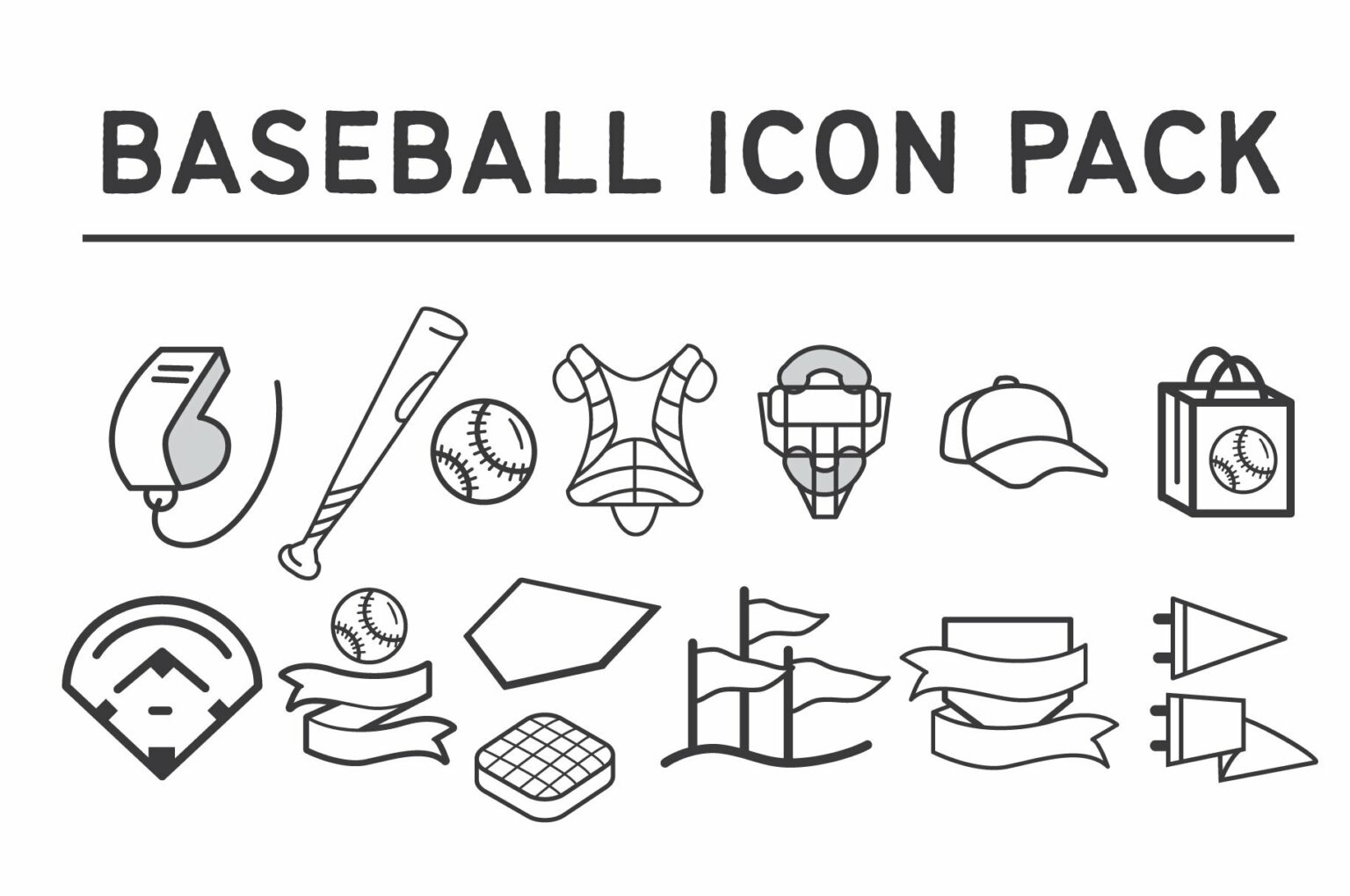 Baseball Vector Icon Pack – MasterBundles