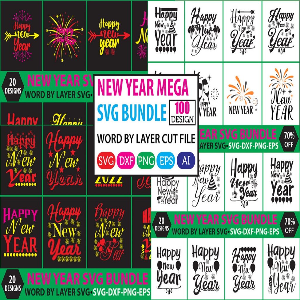 RETRO HAPPY NEW YEAR SVG BUNDLE | MasterBundles