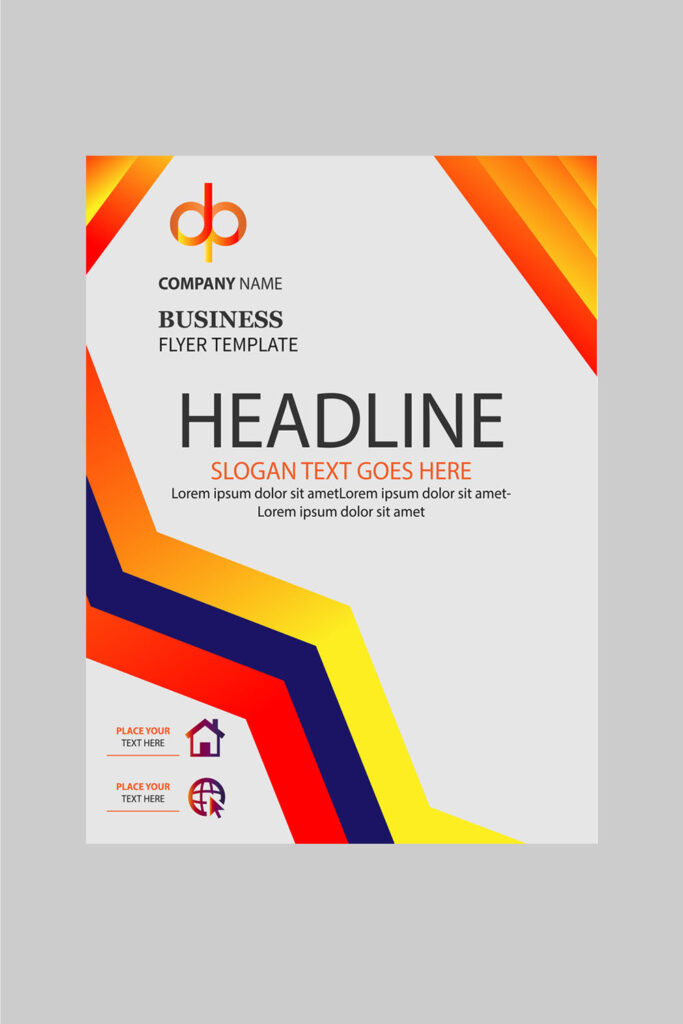 Business flyer layout vector template with multiple colored curved ...
