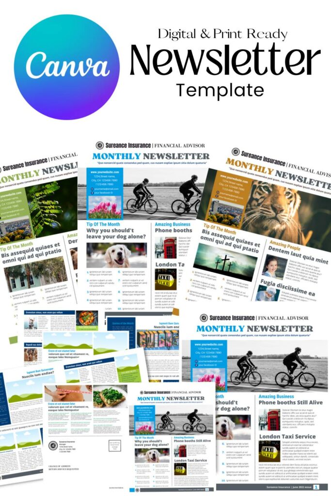 Canva Newsletter Template Financial and Business - MasterBundles