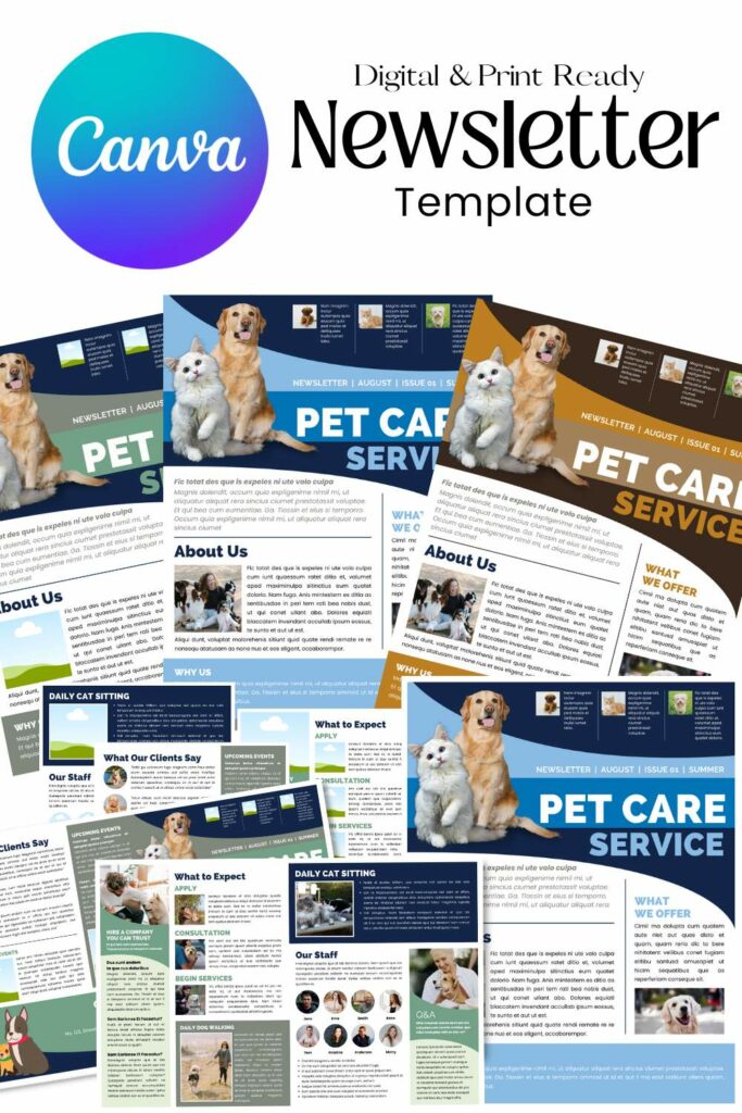 Canva Newsletter Template For Pet Care Business - MasterBundles