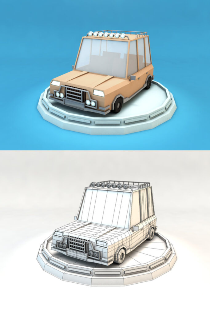 Cartoon Family Car Low Poly 3D Model – MasterBundles