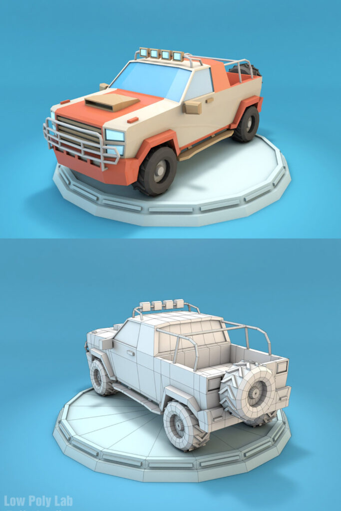 Cartoon Jeep Suv Low Poly 3D Model – MasterBundles