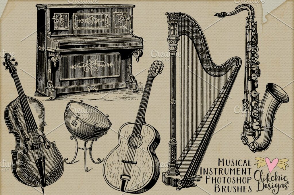 Music Instruments Photoshop Brushes – MasterBundles