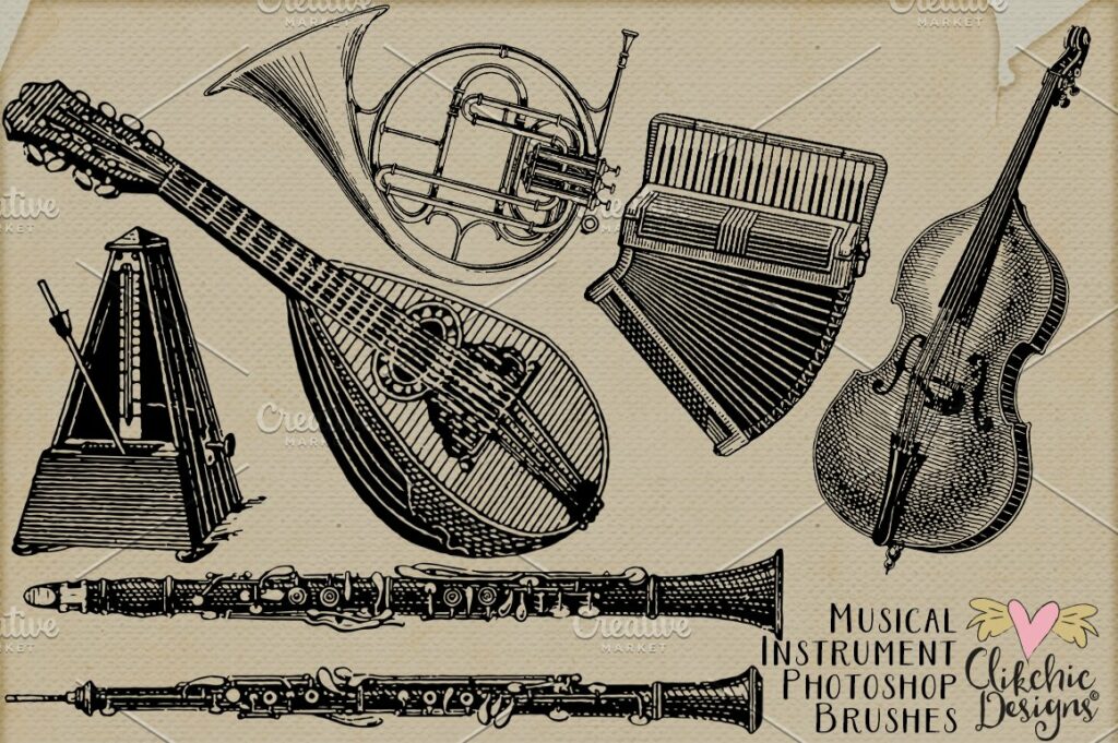 Music Instruments Photoshop Brushes – MasterBundles