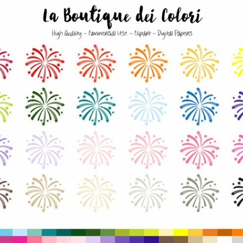 50 Rainbow Fireworks Clip Art | MasterBundles