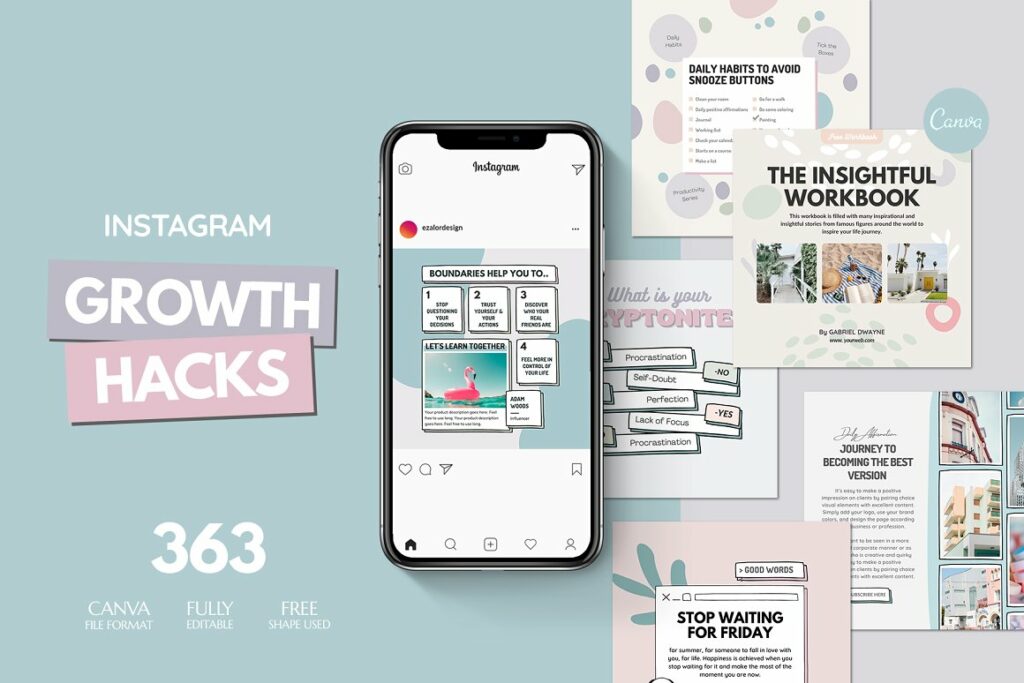Instagram Growth Hacks Canva – MasterBundles
