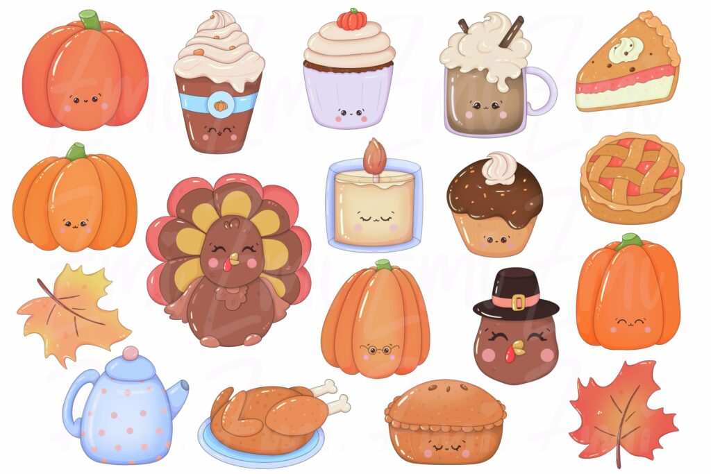 Autumn PNG Bundle | Kawaii Thanksgiving Clipart – MasterBundles