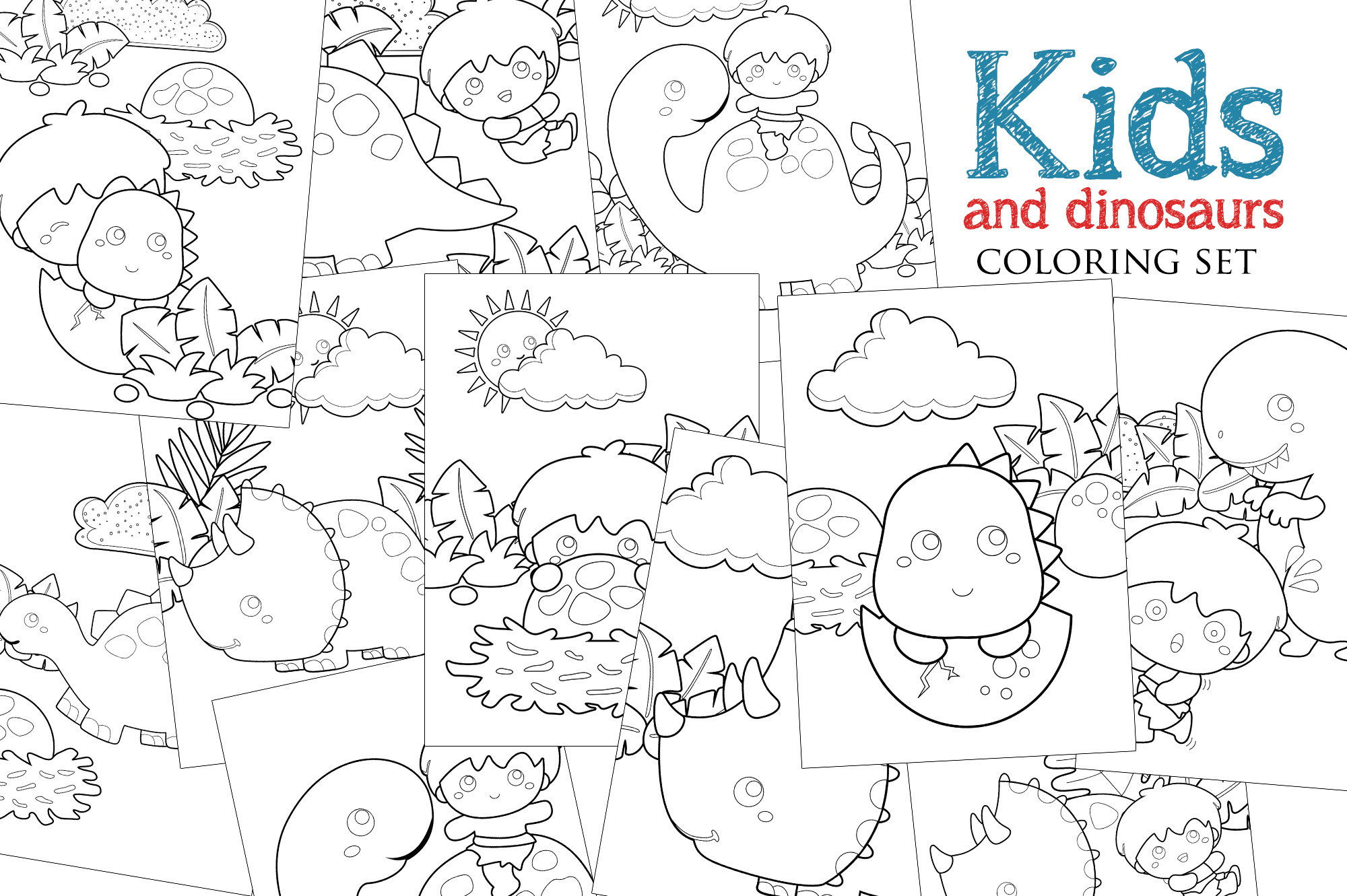 Dinosaurs Kids and Adult Coloring Pages - MasterBundles