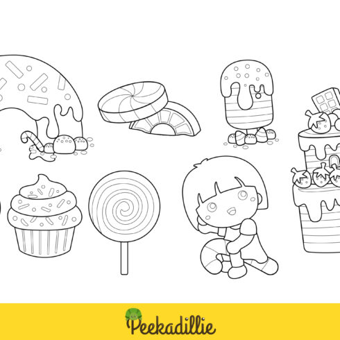 Candyland kids digital stamp stickers vector clipart | MasterBundles