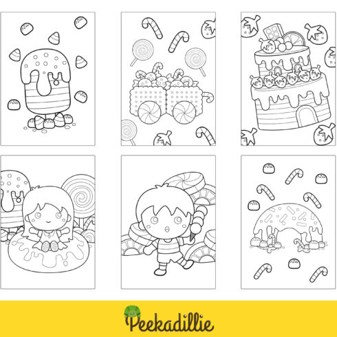 Candyland kids & adult A4 coloring pages - coloring book - MasterBundles