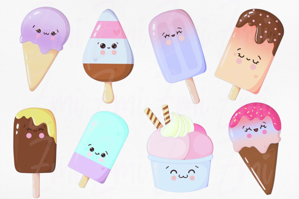 Kawaii Ice Cream PNG Bundle | Cute Popsicle Clipart – MasterBundles